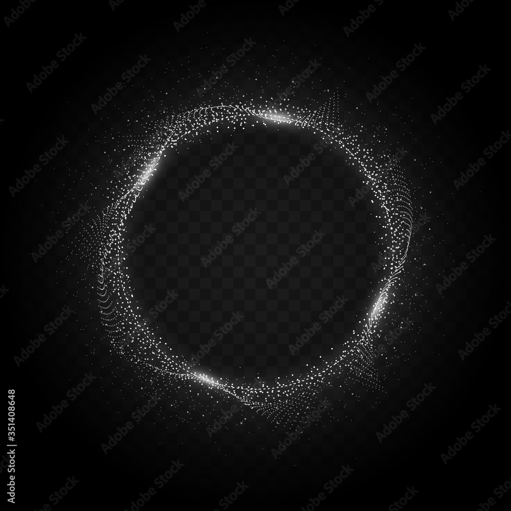 White particles liquid dynamic flow on transparent grid. Vector ...