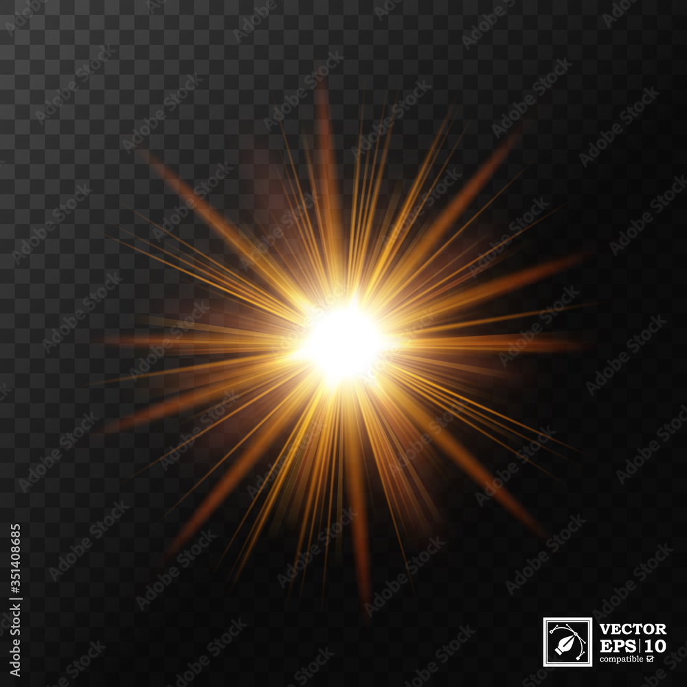 Abstract Gold Rays. isolated on a transparent background. Vector ...