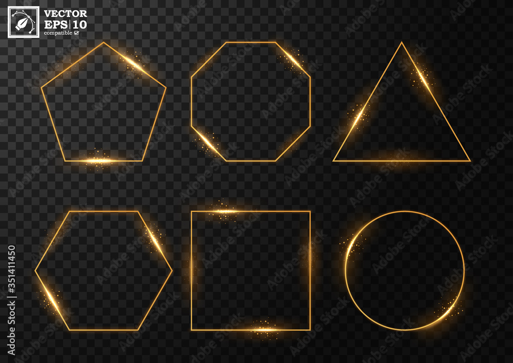 Glowing polygon sets, on a transparent background. Vector Illustration ...