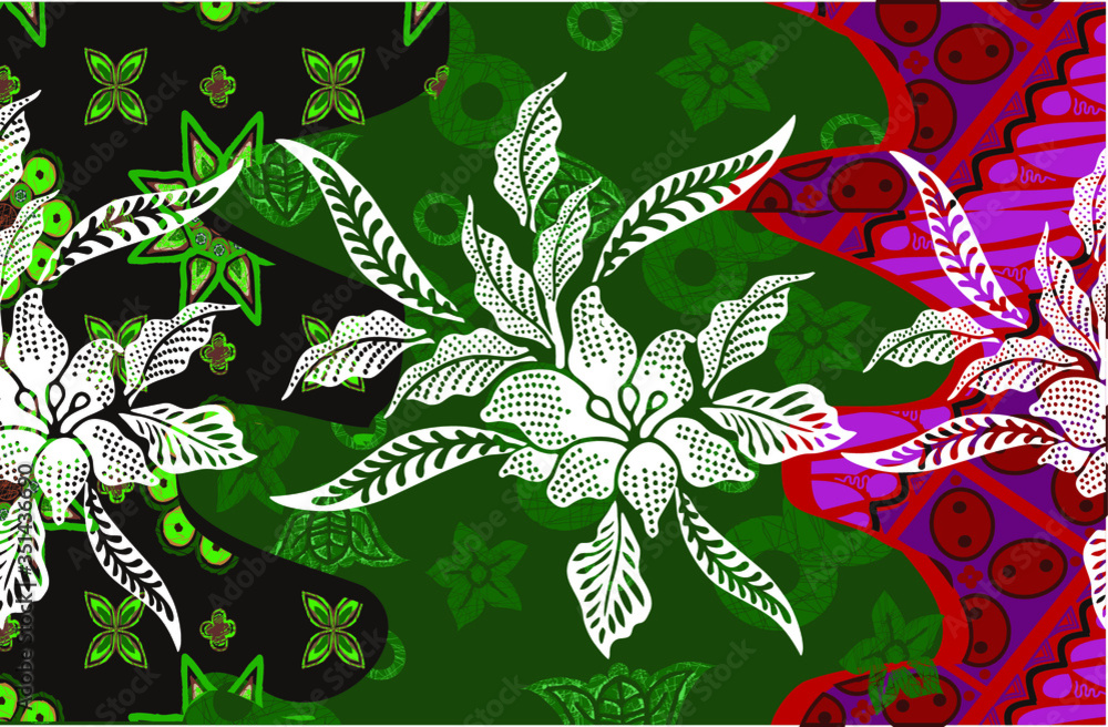 Indonesian batik motifs with very distinctive plant patterns. Batik is ...