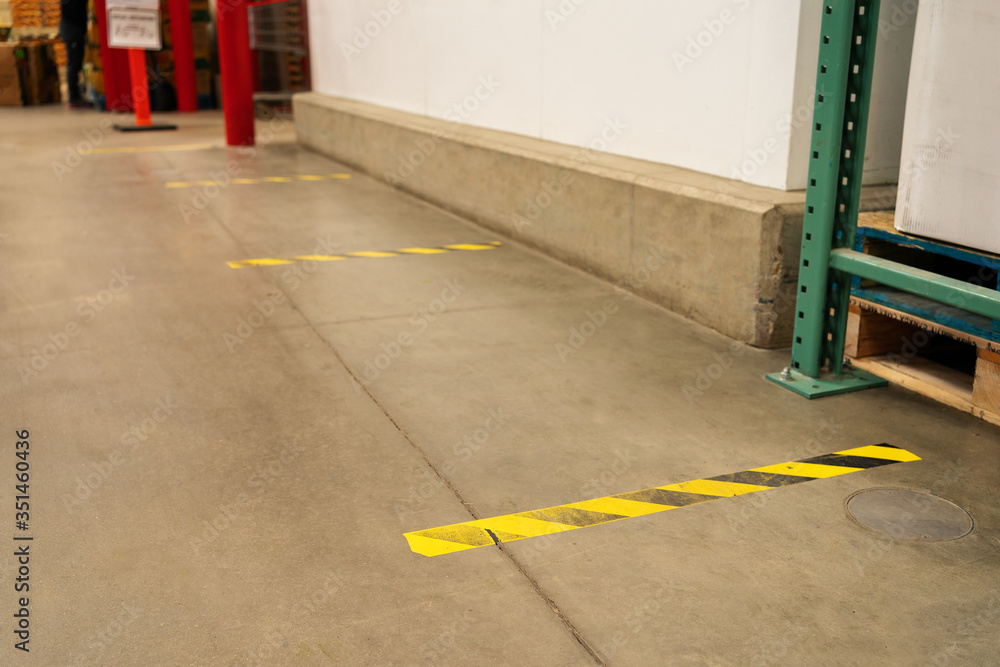 Epidemic protection measures. Social Distance Shopping Line Up. Yellow ...