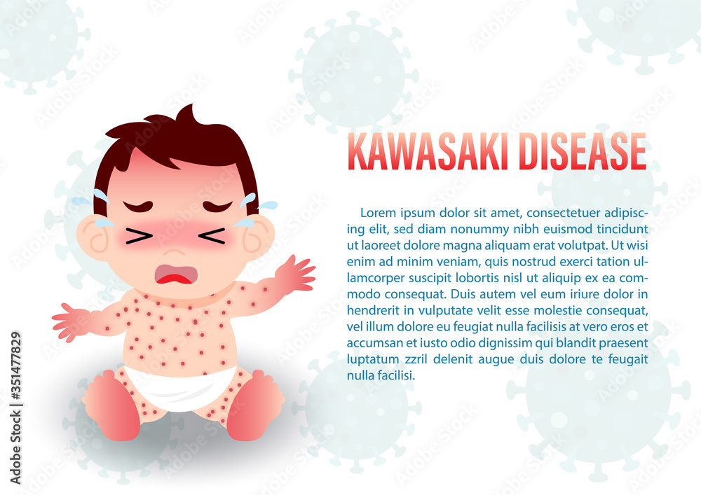 A boy in cartoon character crying and sick of KAWASAKI disease with the ...