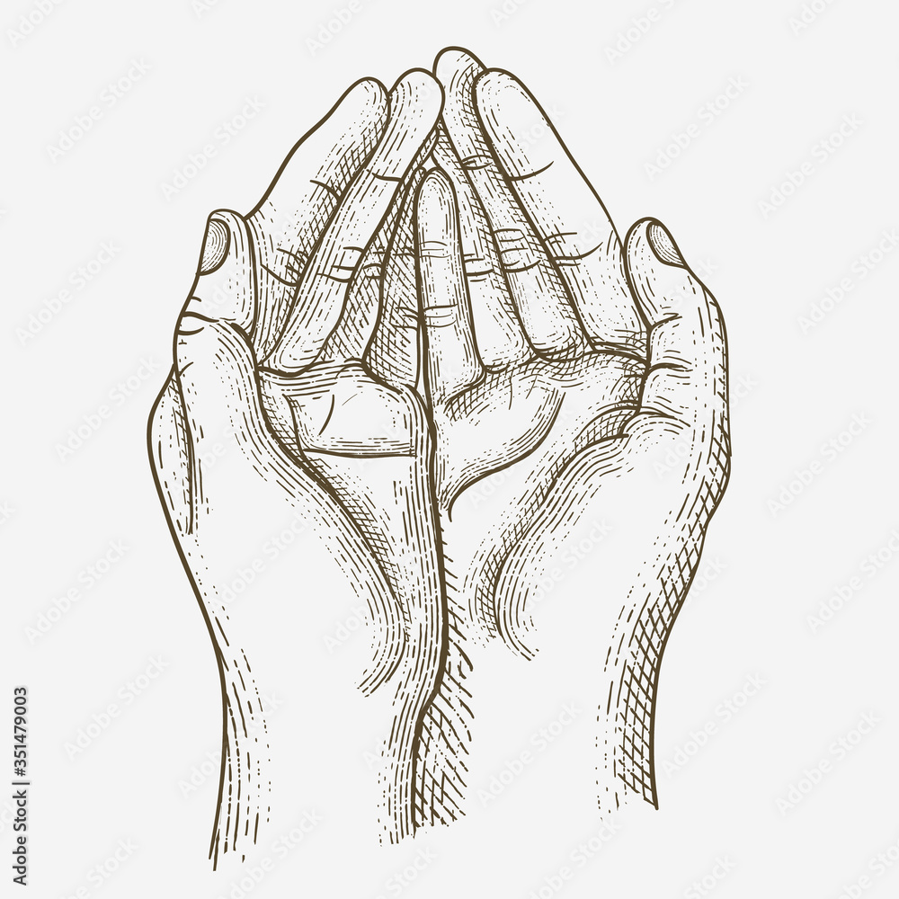 hope hand illustration with engraving style Stock Vector | Adobe Stock