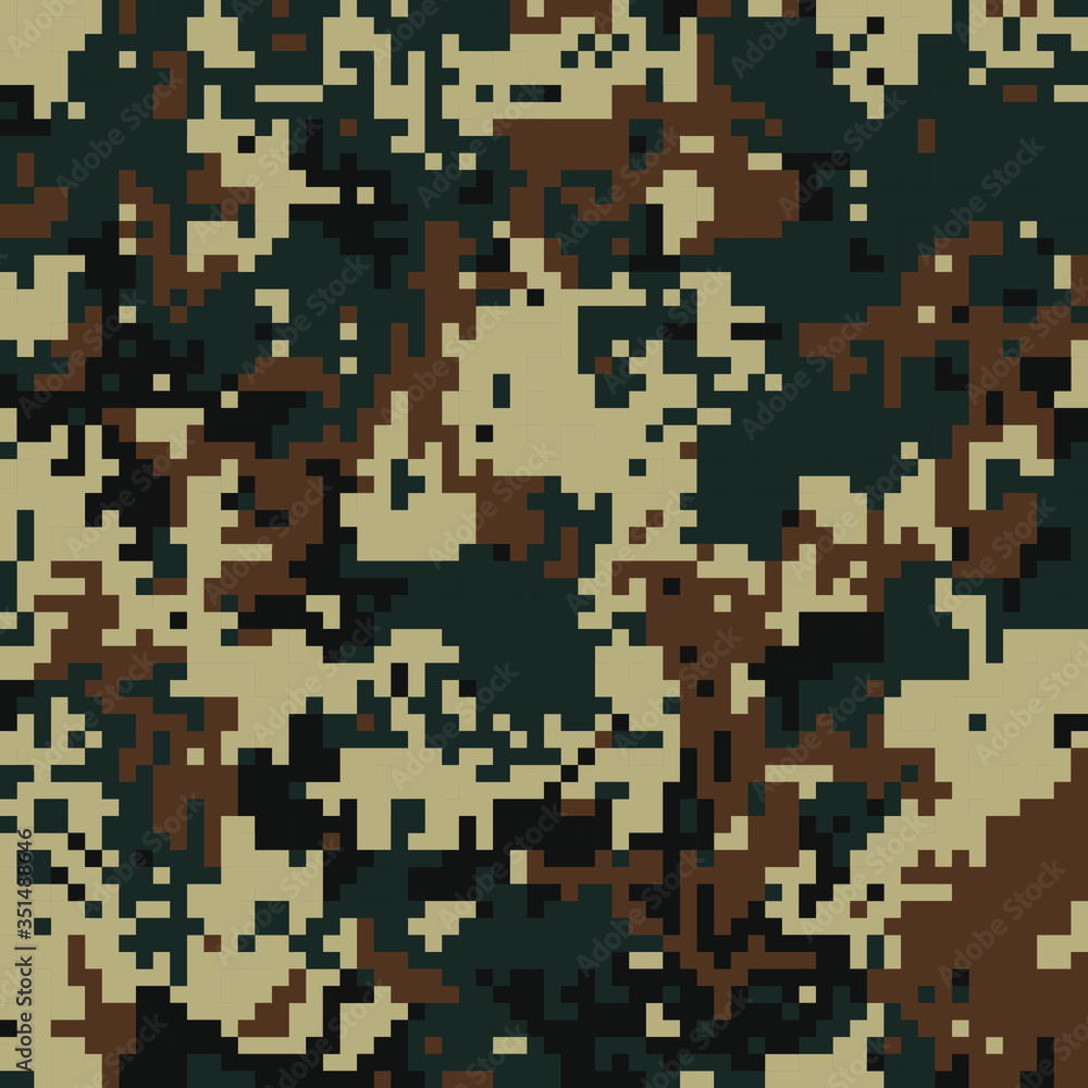 Urban color camouflage seamless military pattern, pixel art style ...