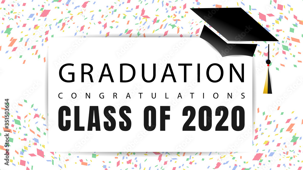 Class of 2020 Design with cap cap graduation on white paper ...