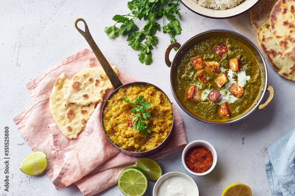 Indian cuisine dinner: tandoori chicken, biryani Stock Photo | Adobe Stock
