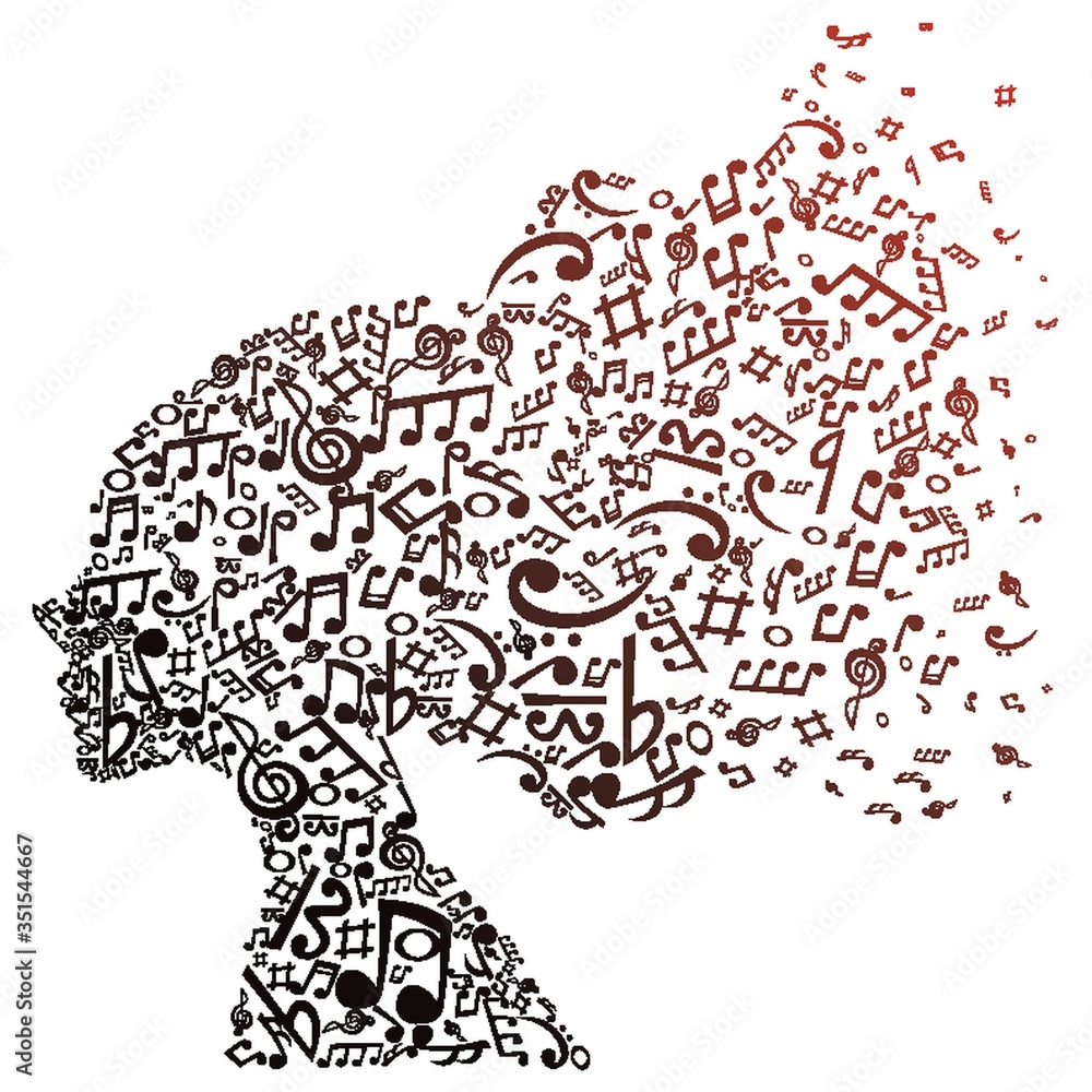 Music notes forming a girl Stock Vector | Adobe Stock