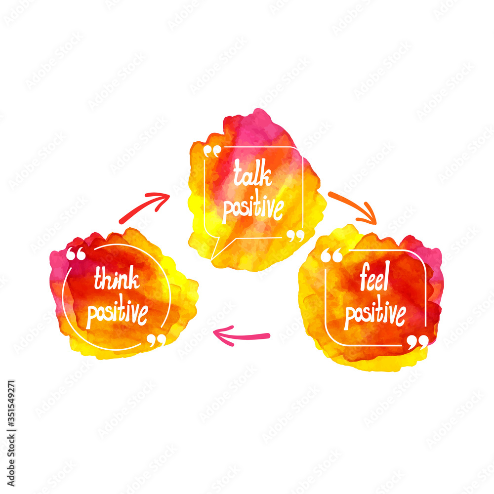 Vector watercolor illustration, colorful background template, positive ...