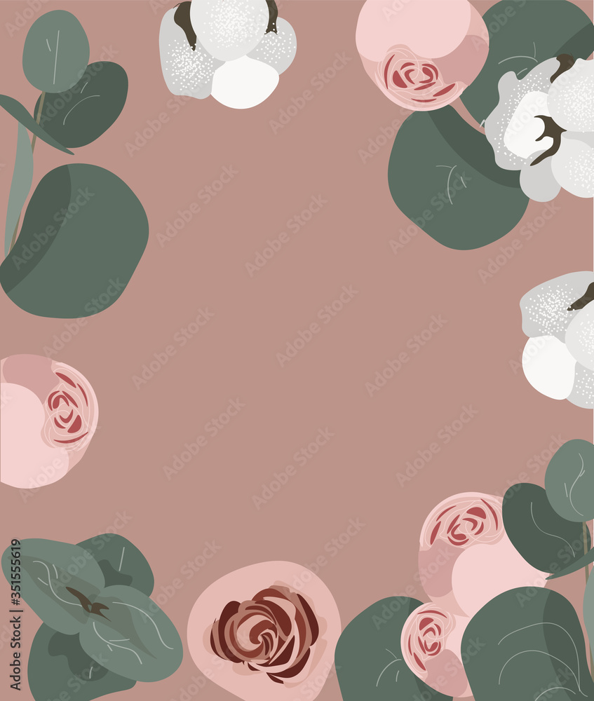 Trendy nice vector flat floral background for summer and spring posters ...