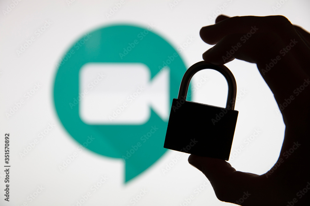 LONDON, UK - May 22 2020: Google Meet video meeting logo with a ...