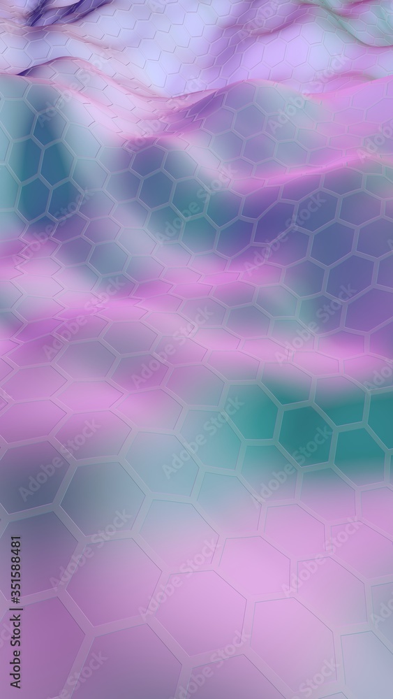 Colorful honeycomb with a gradient color on a light background ...