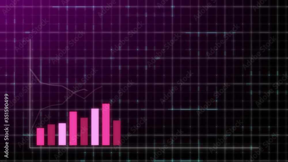 Stock market data chart 3d animation. Finacial diagram growing with ...