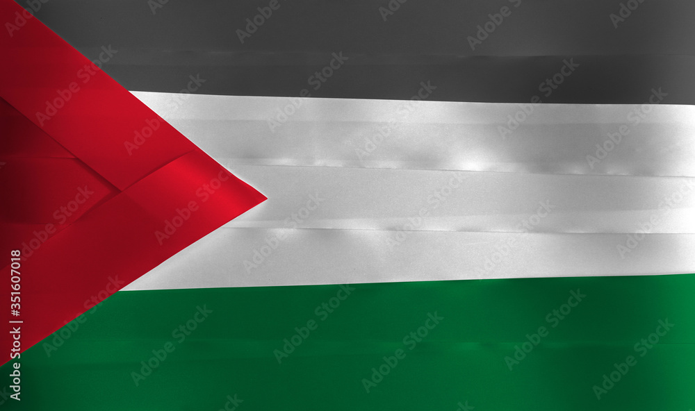 Colorful ribbon as Palestine national flag, a horizontal tricolor of ...