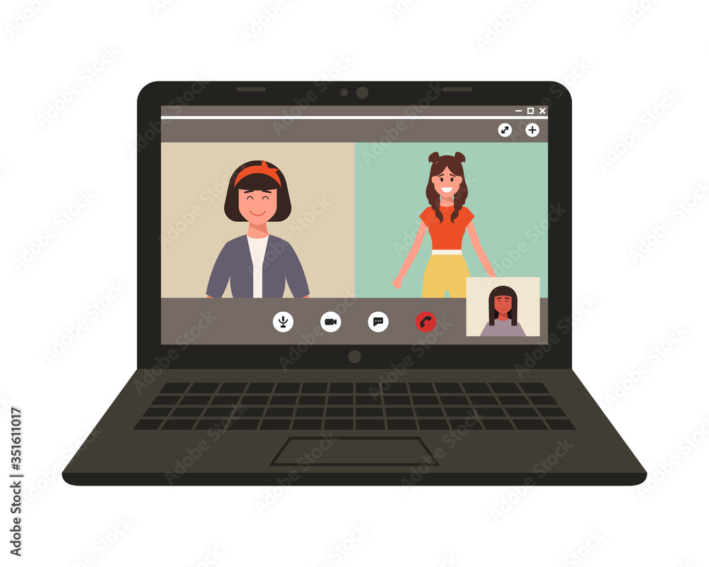 People are talking to each other on a computer screen. Through the ...