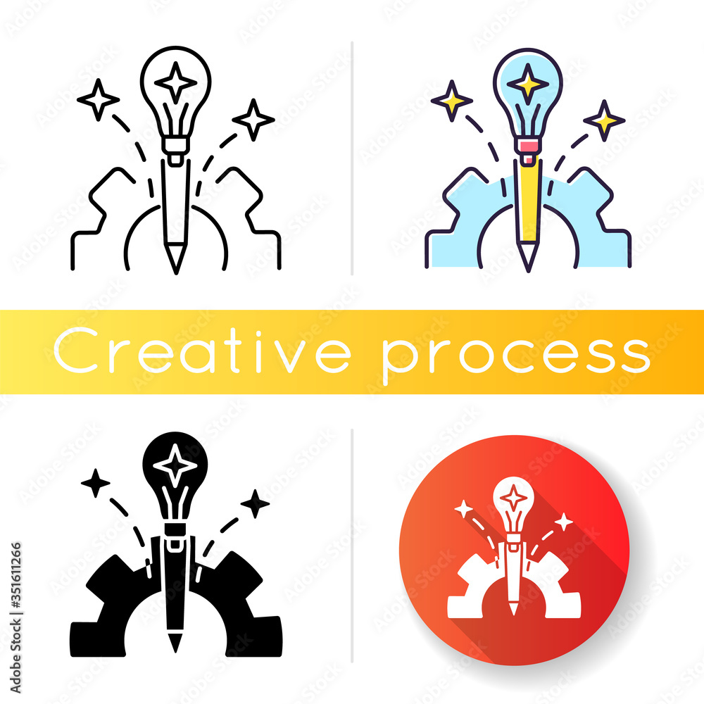 Experiment icon. Creative writing. Drawing process. Production process ...