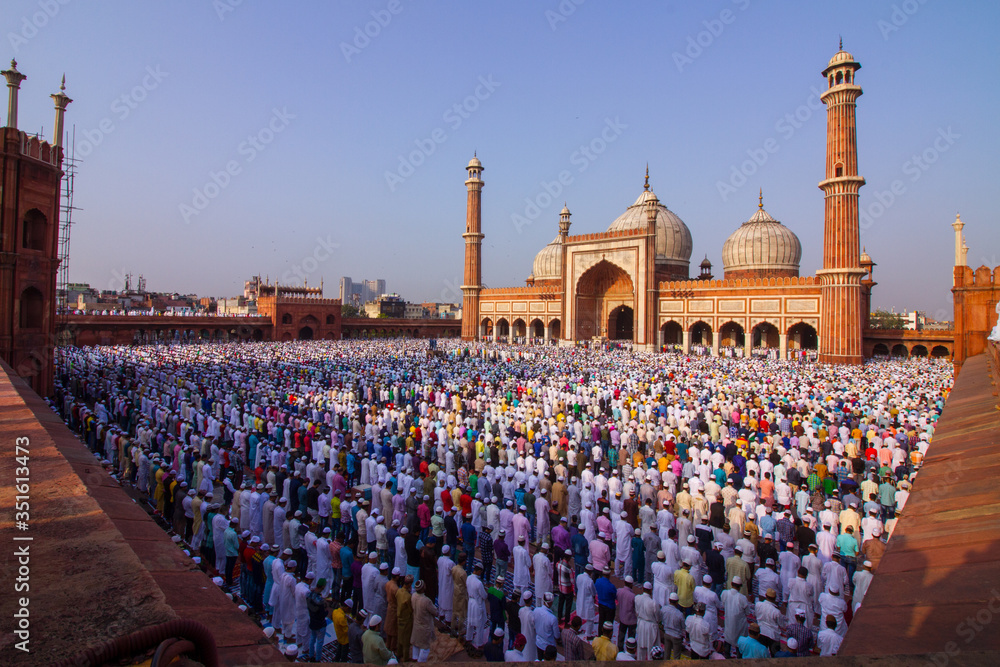 eid namaz at delhi jama masjid Stock Photo | Adobe Stock