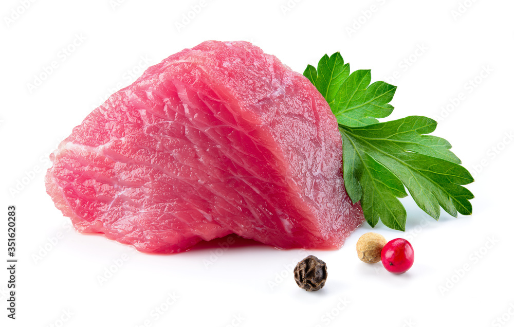 Meat piece. Meat. Raw fresh meat piece. Beef isolated. Meet slice ...