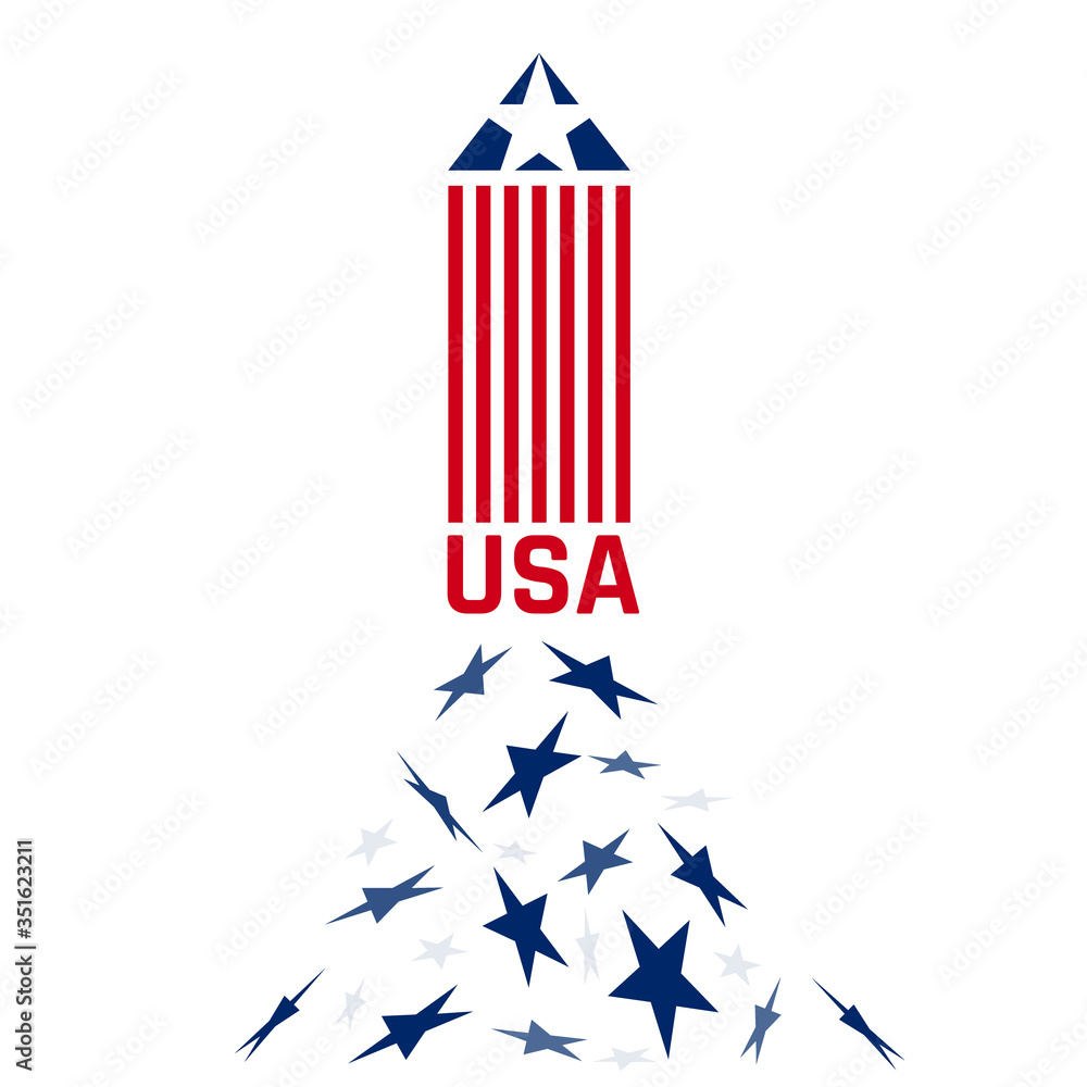 United States of America flag abstract concept with launching American ...
