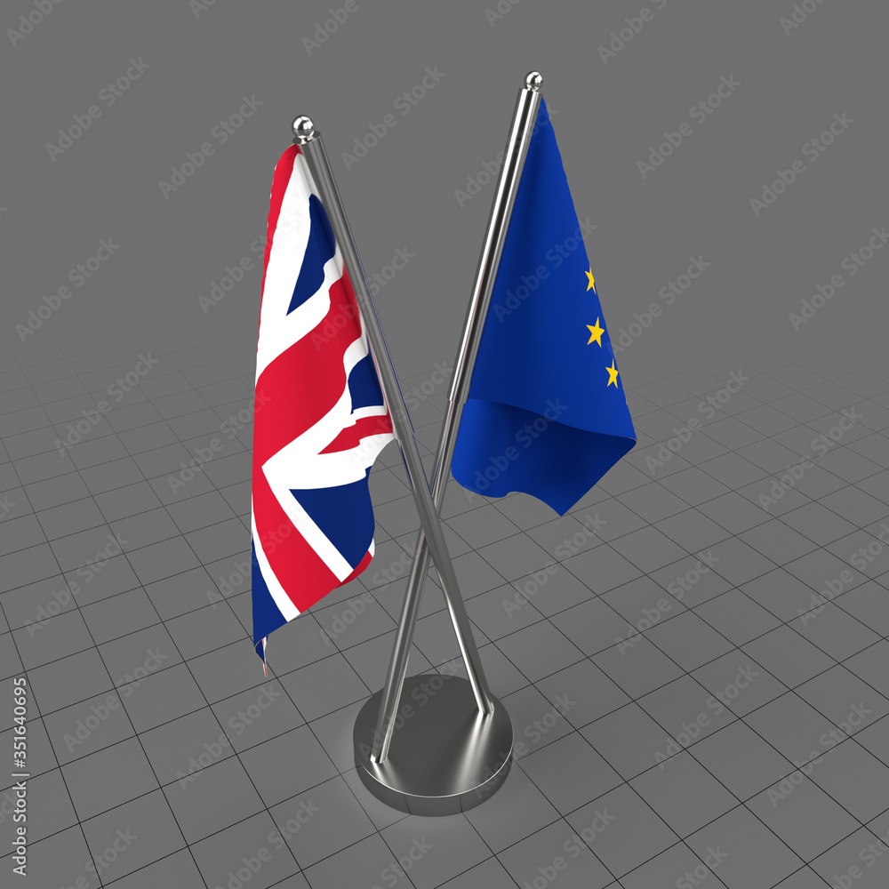 Cross pole table top flags Stock 3D asset | Adobe Stock