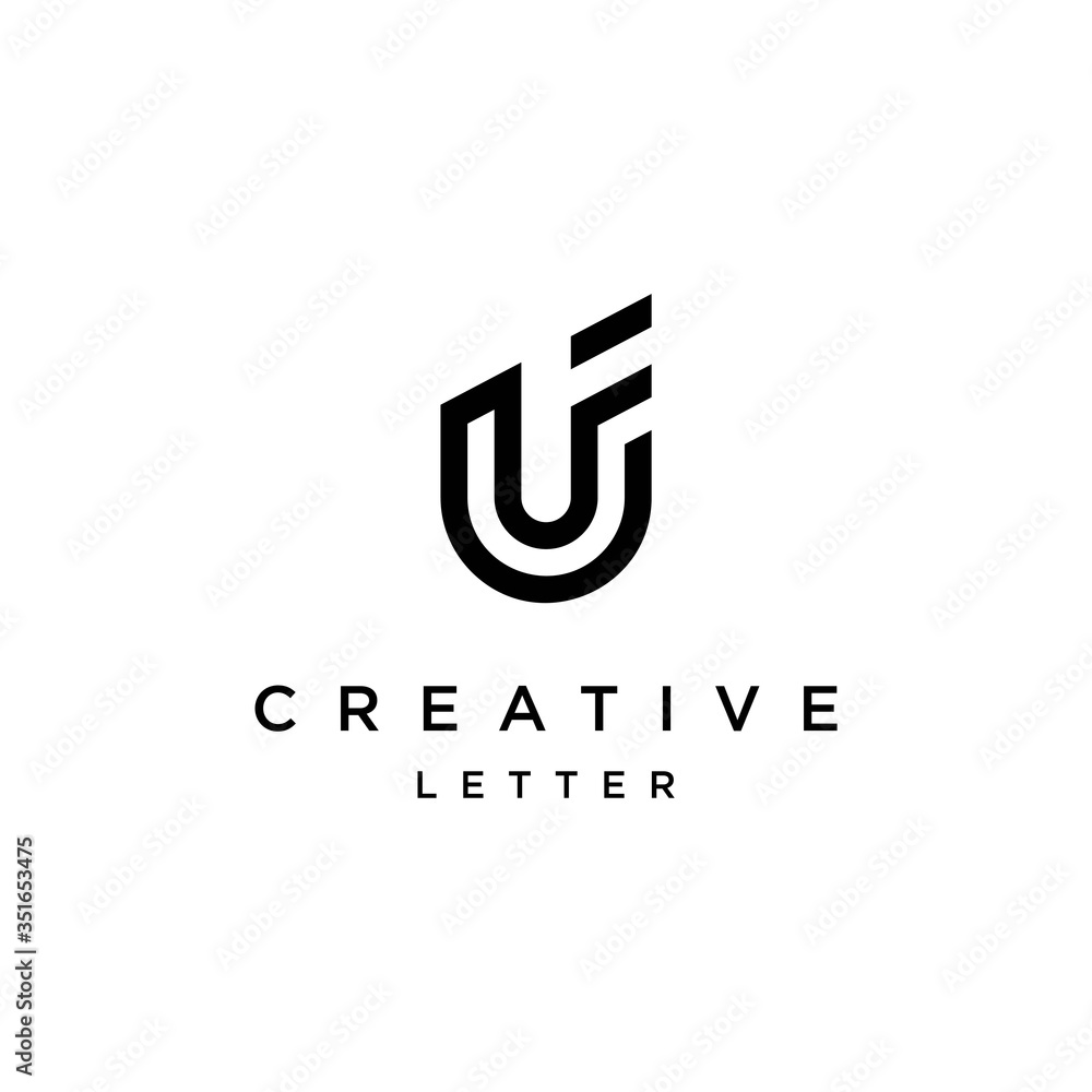 creative letter uf logo,monogram and modern with outline concept idea ...