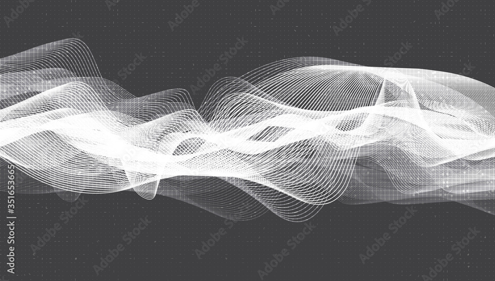 Waving White Digital Sound Wave on Gray Background,technology and ...