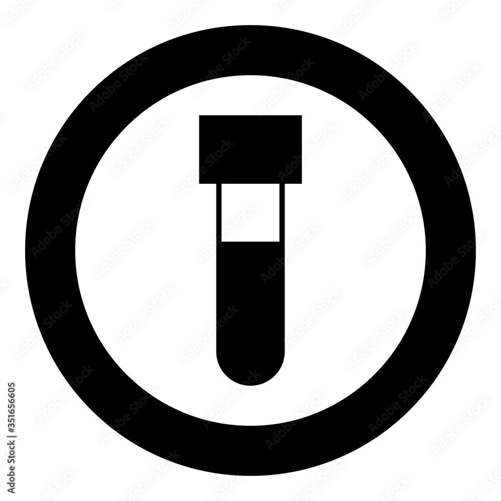 Test tube with blood Medical vial icon in circle round black color ...
