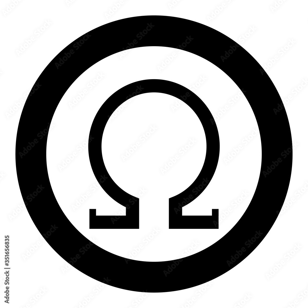 Omega greek symbol capital letter uppercase font icon in circle round ...