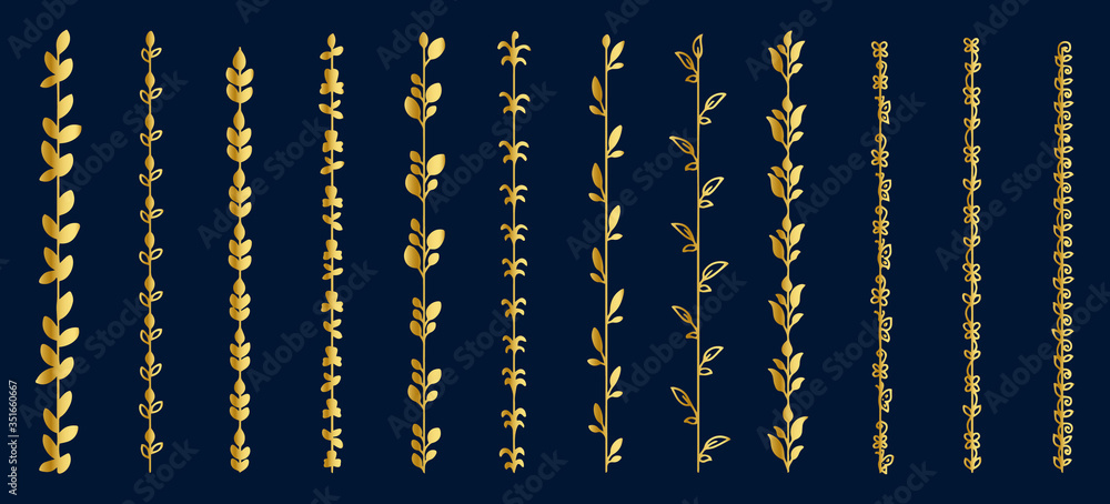 Hand drawn leaf, border, frame vector doodle design element bundle set ...