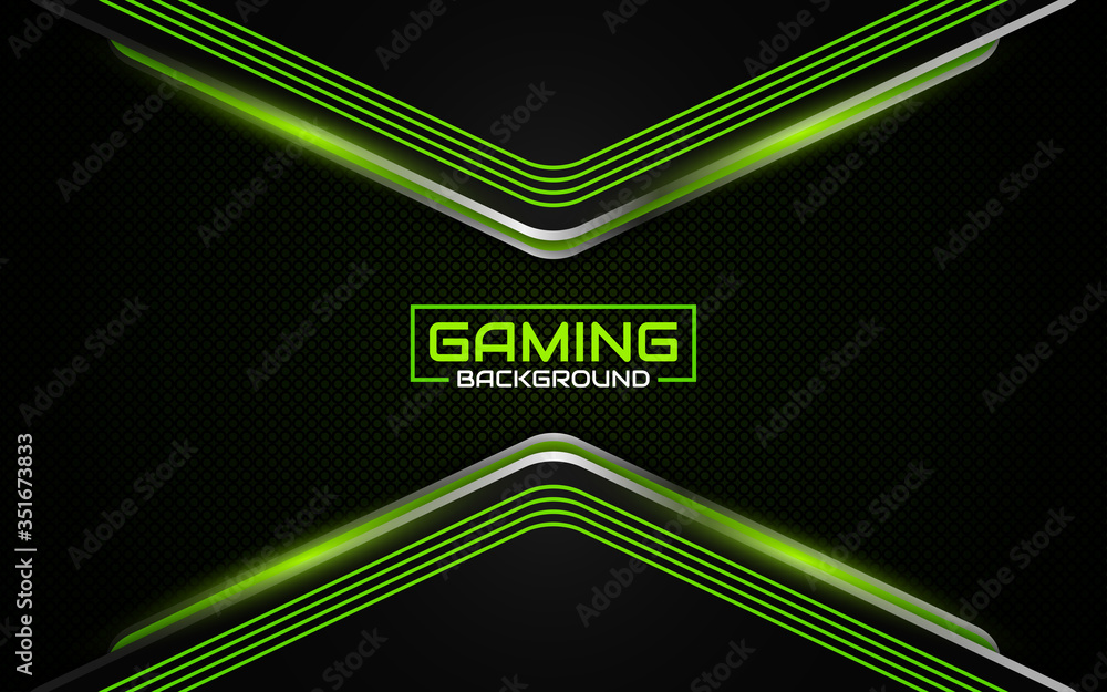 Abstract futuristic black and light green gaming background with modern ...