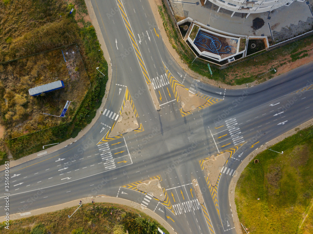 Four way stop street in the Modderfontein nature reserve Johannesburg ...