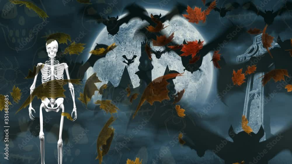 Animation of yellow and orange leaves falling with a 3D skeleton model ...