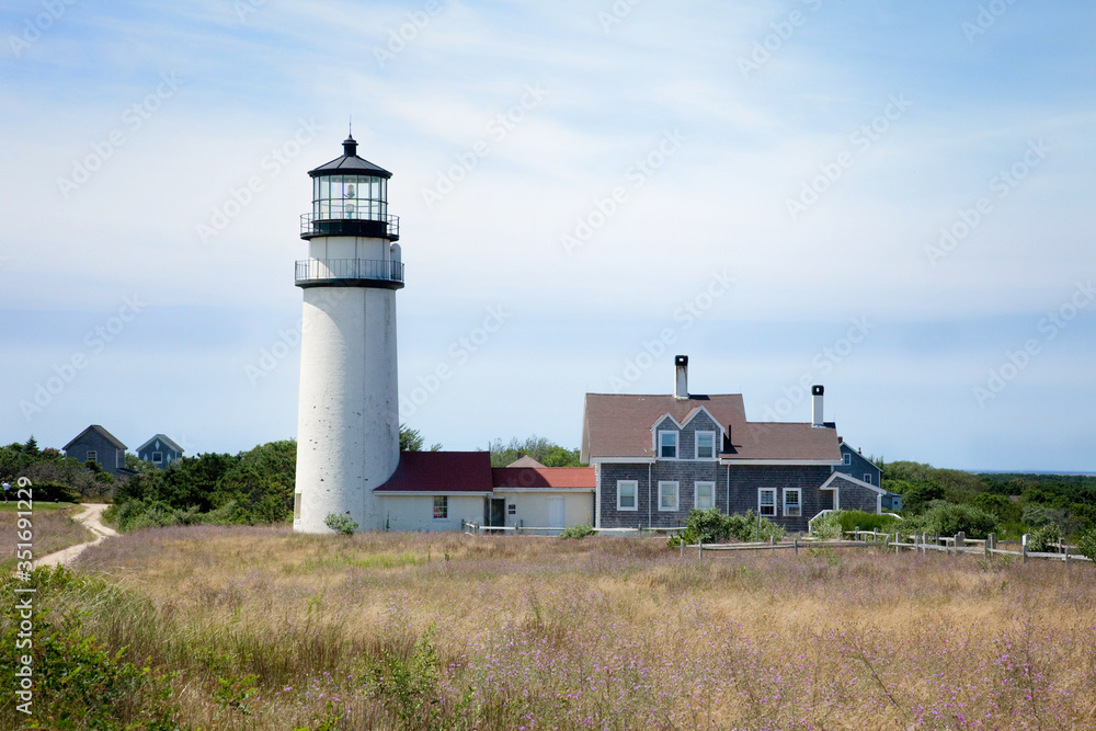 Highland Lighthouse on the east coast of the United States stands tall ...