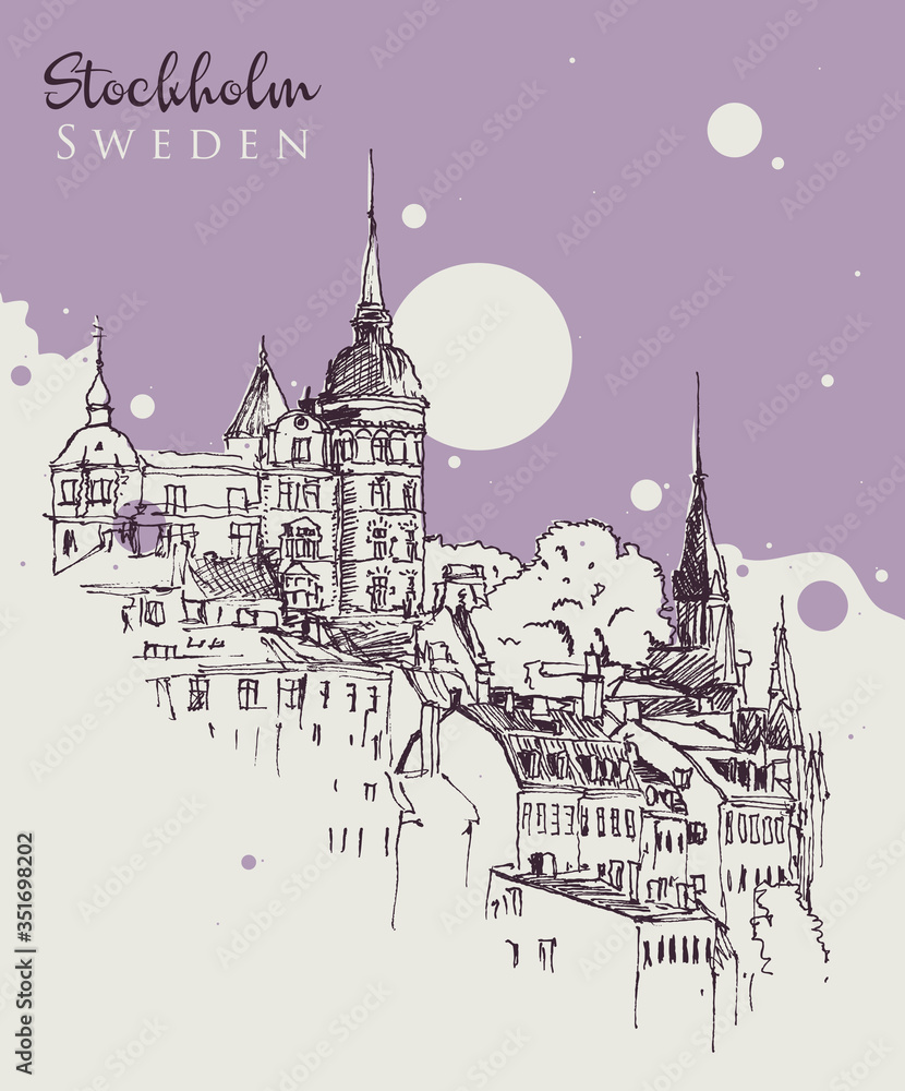 Drawing sketch illustration of Stockholm Stock Vector | Adobe Stock