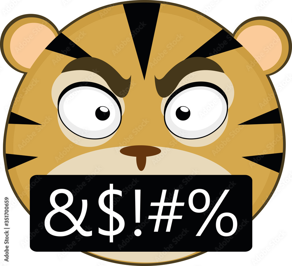 Vector illustration of the face of an angry cartoon tiger Stock Vector ...