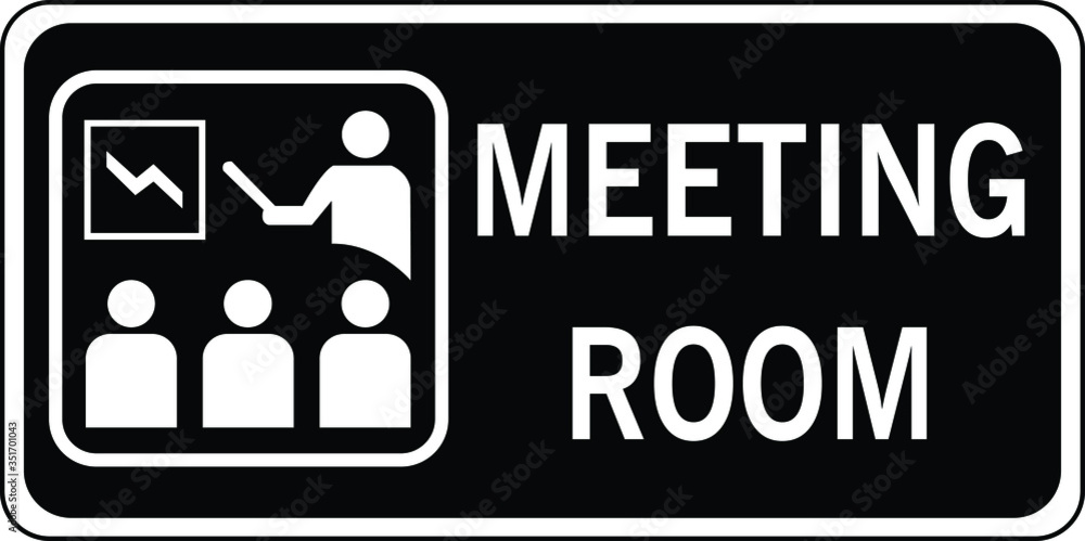 Meeting room door sign black Stock Vector | Adobe Stock