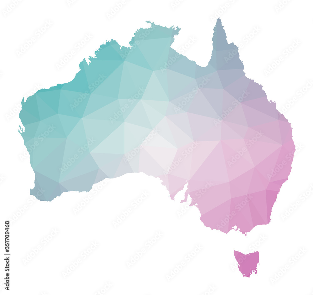 Polygonal map of Australia. Geometric illustration of the country in ...