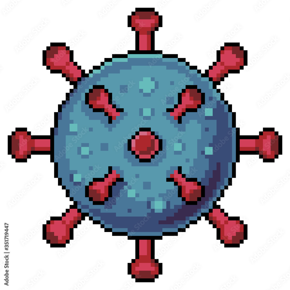 Pixel art Corona Virus Covid-19 Epidemic and infection 8bit Stock ...