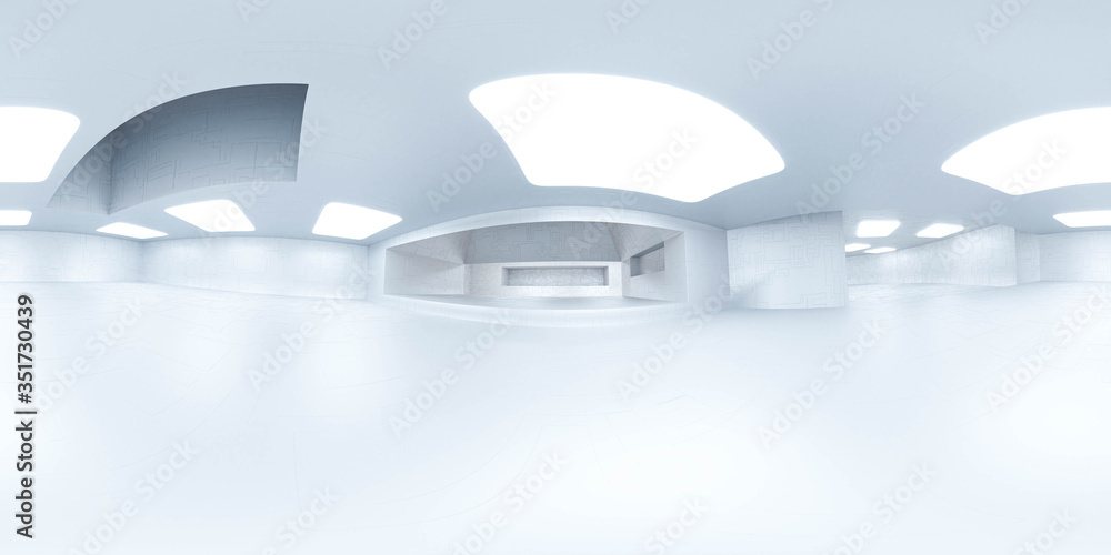 Full 360 equirectangular spherical panorama view of modern futuristic ...
