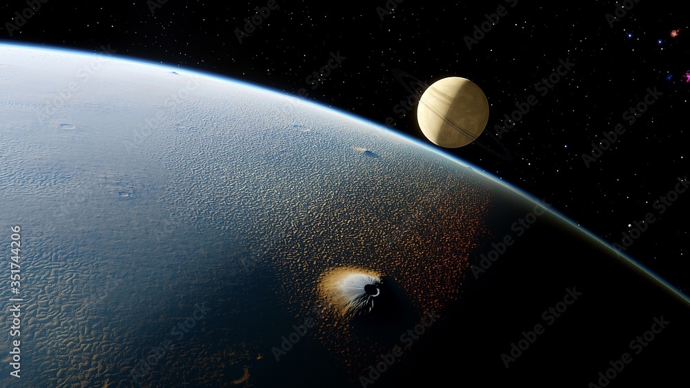 beautiful two planets in far space, realistic exoplanet, planet ...