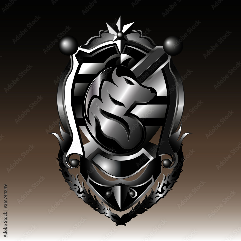 Escudo de Lobo Asimétrico Stock Vector | Adobe Stock