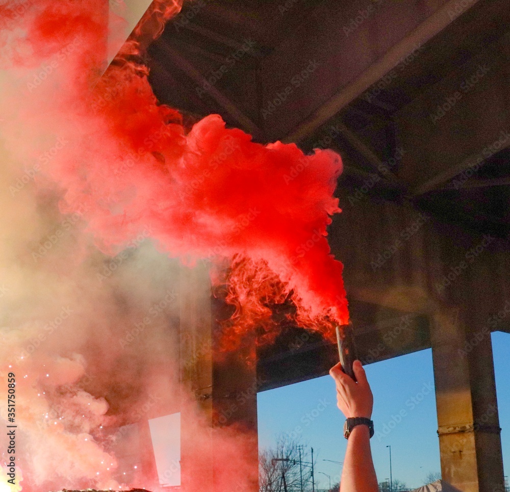 Red flare smoke Atlanta United in the Gulch Stock Photo | Adobe Stock