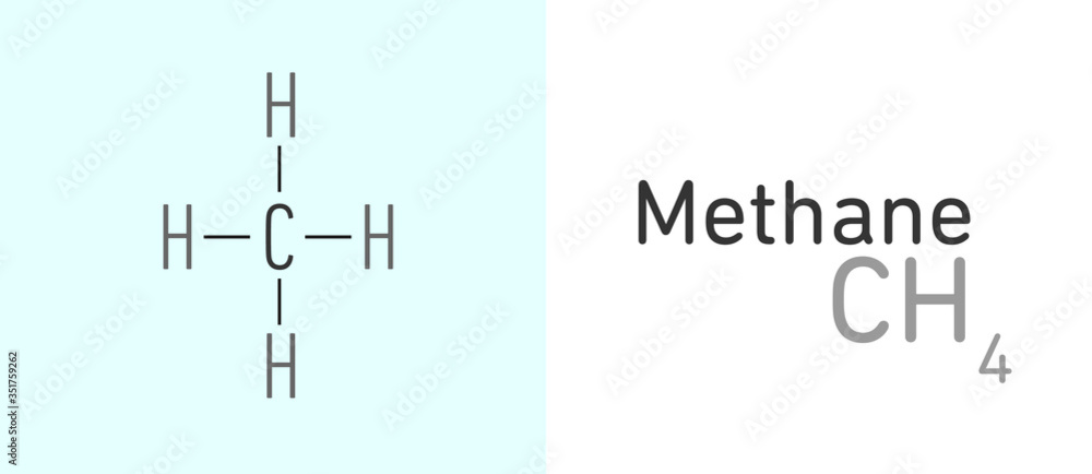 Vetor de Methane (CH4) gas molecule.Stick model. Structural Chemical ...