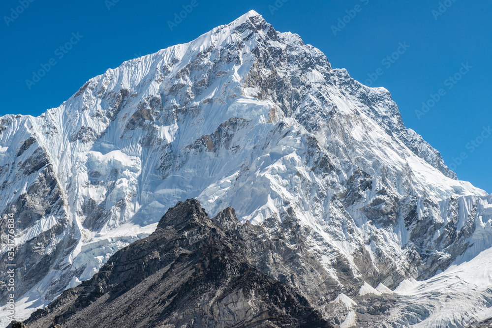 Scenery view of Mt.Nuptse (7,861 metres) on the way to Everest base ...