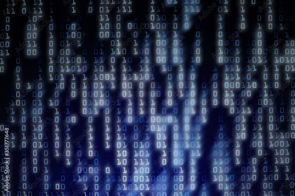 blue binary background. computer big data matrix. multiple exposure ...