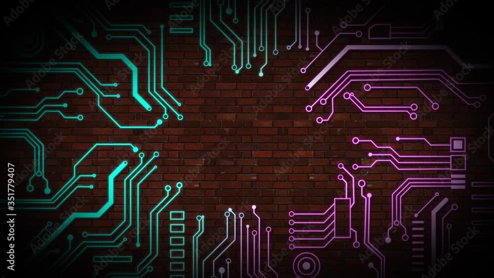 Animation of flickering computer processor integrated circuit board on ...