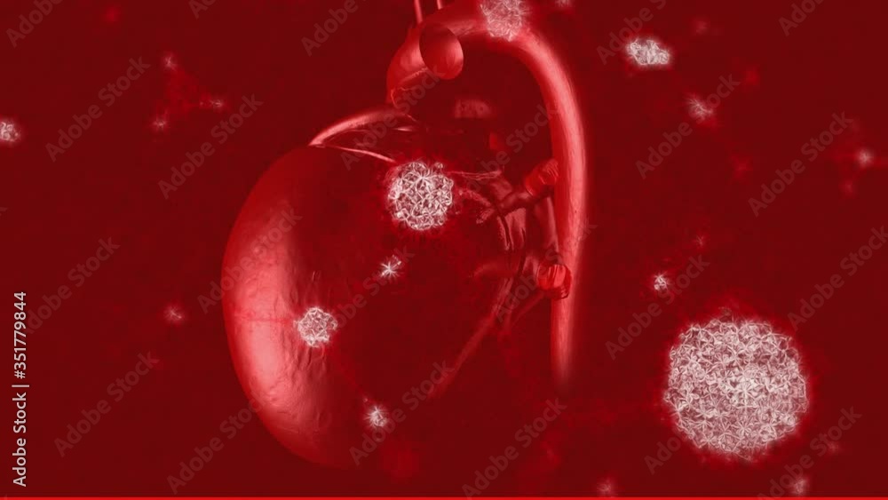 Animation of molecules and chemical elements floating with human heart ...
