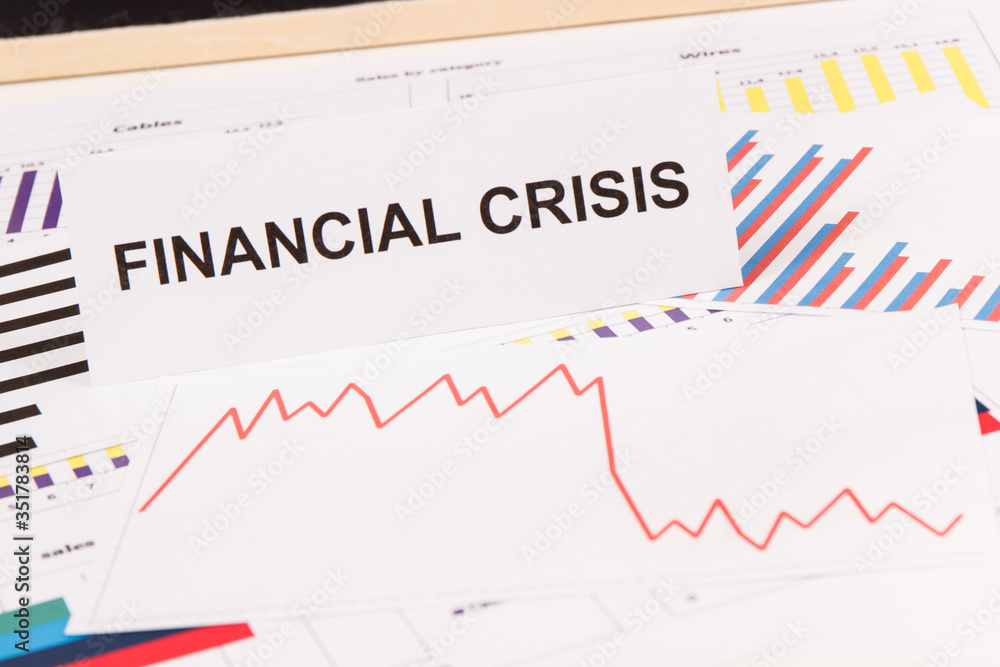 Declining chart as risk of financial crisis caused by coronavirus Stock ...