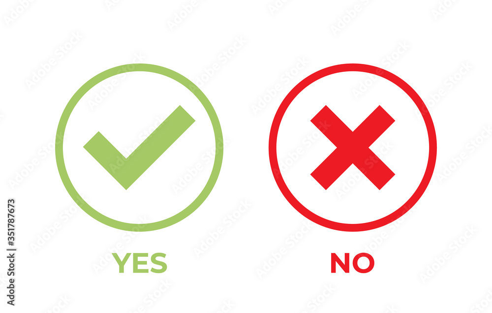 Correct and Wrong Labels Icon Vector. Check Mark and Cross Mark Images ...