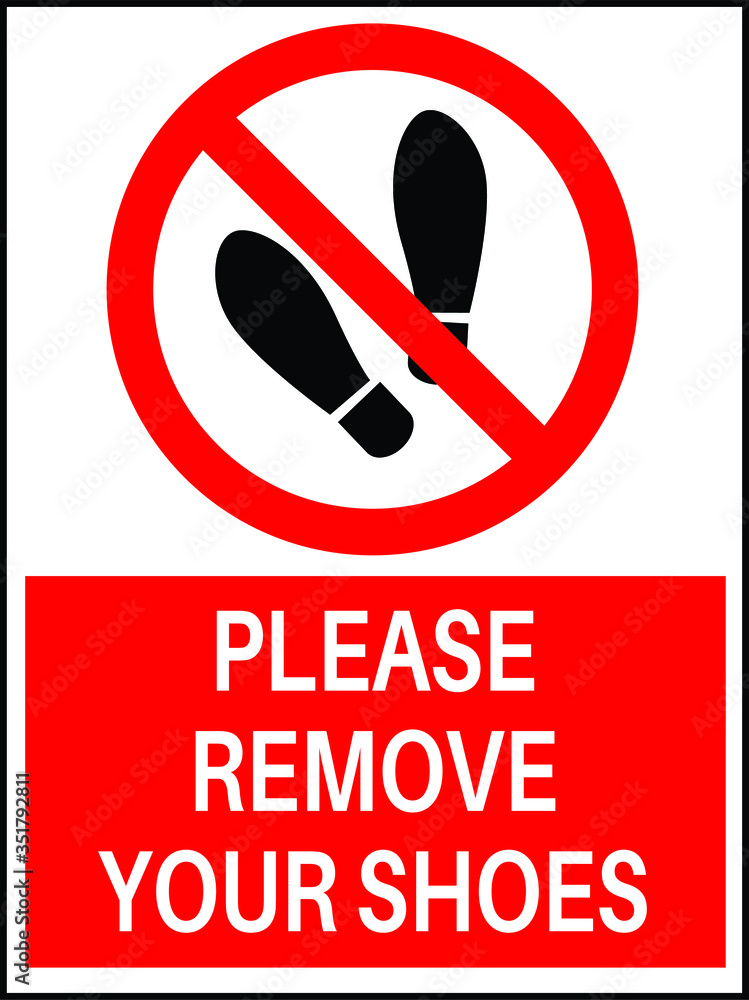 Remove Your Shoes Red vector Sign Stock Vector | Adobe Stock