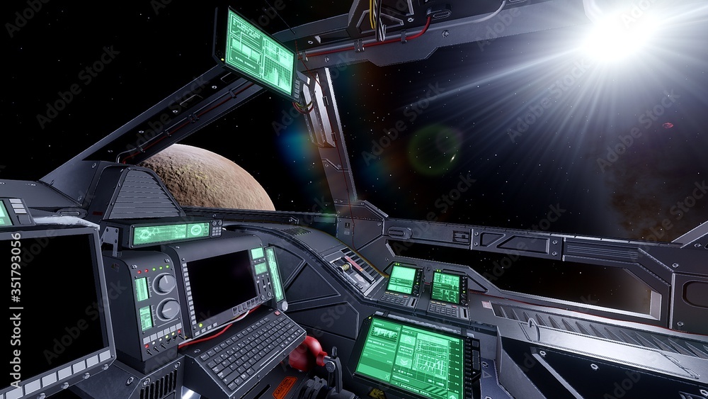 view from the cockpit of a spaceship, cockpit spacehip background ...